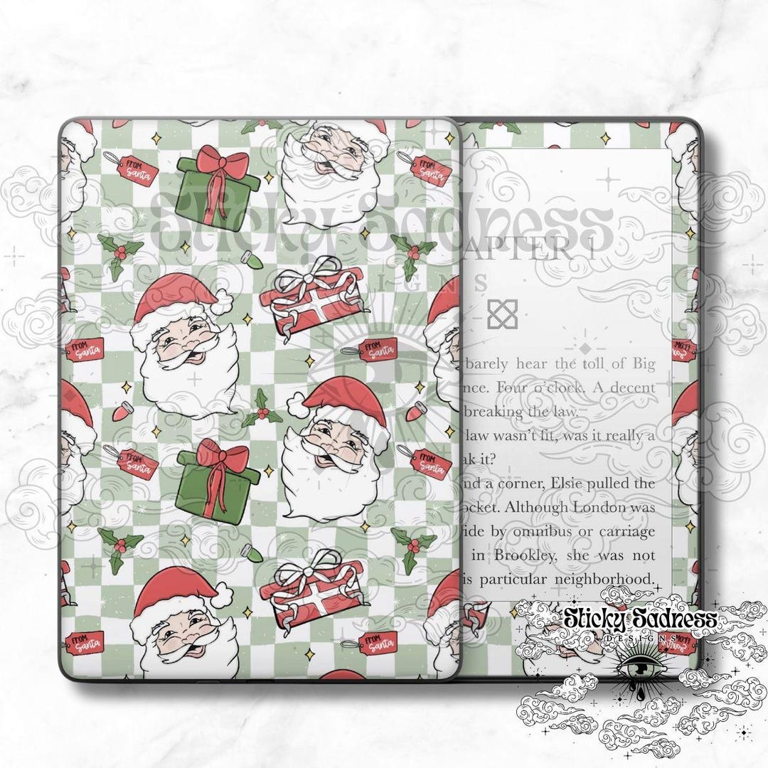 Green Christmas Checker Pattern Decal Sticker Skin, Cute Vinyl Wrap for ...