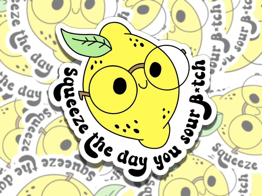 Squeeze the Day You Sour B*tch, Cute Lemon Vinyl Sticker, Gift for ...