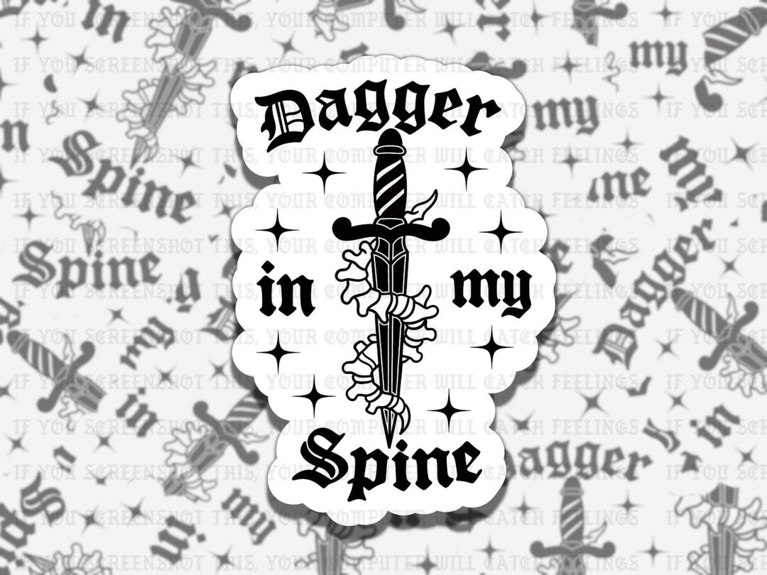Dagger in My Spine Gothic Dark Romance Waterproof Vinyl Sticker, Gift ...