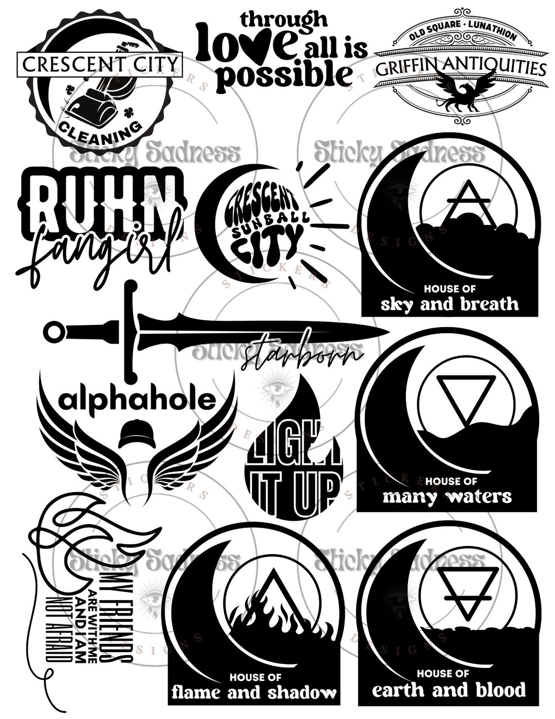 Crescent City Temporary Tattoos, SJM, CC, Gift for Book Lover, Bookish ...