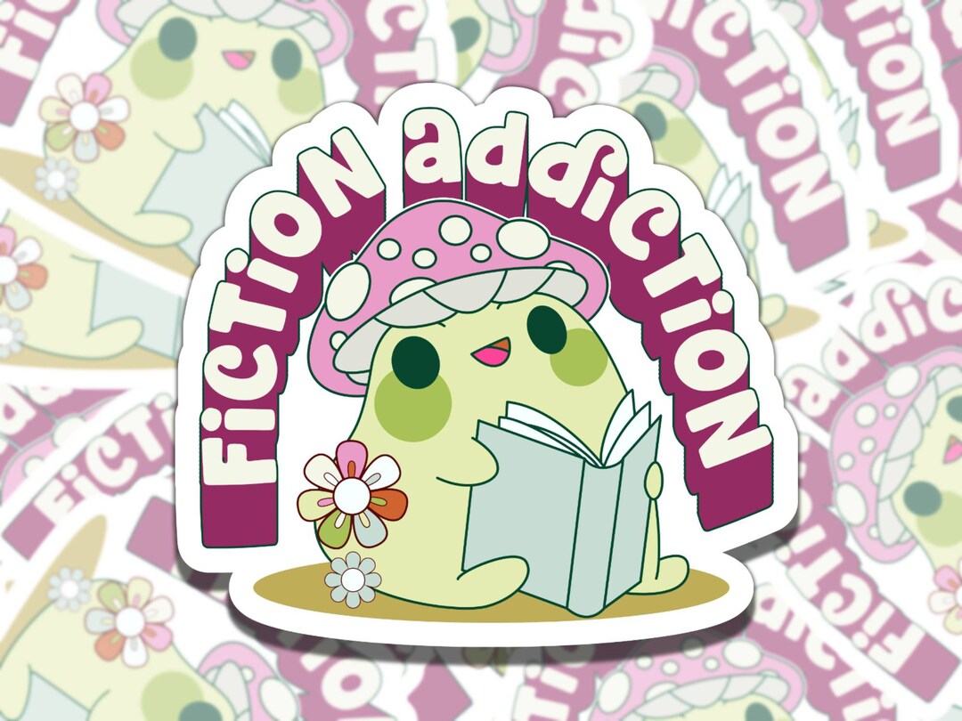 Fiction Addiction Cute Frog Sticker, Reading Vinyl Sticker, Booktok ...