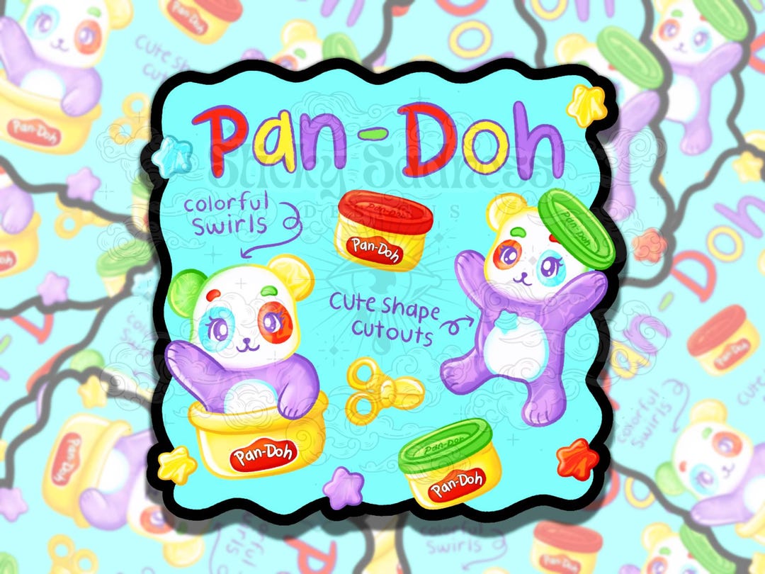 Pan-doh Cute Panda Nostalgic Girly Waterproof Vinyl Sticker, Gift for ...