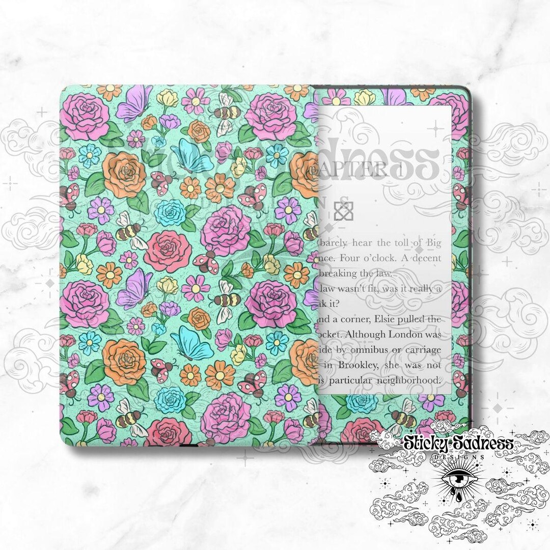 Buggy Floral Green Cute Decal Sticker Skin, Cute Vinyl Wrap for Kindle ...