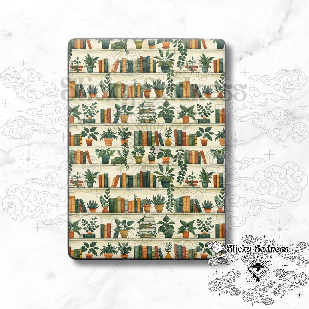 Botanical Bookshelf Ereader Tablet Insert for Kindle Kobo iPad Boox ...