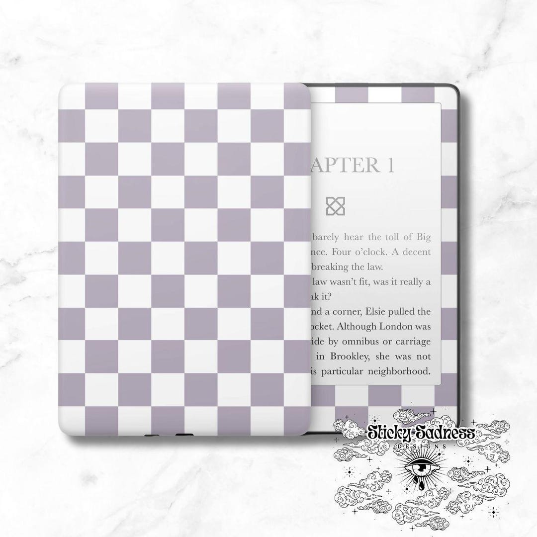 Purple and White Checkered Decal Sticker Skin, Cute Vinyl Wrap for ...