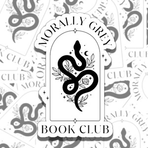 Morally Grey Book Club Sticker Multiple Colors, Reading Vinyl Sticker ...
