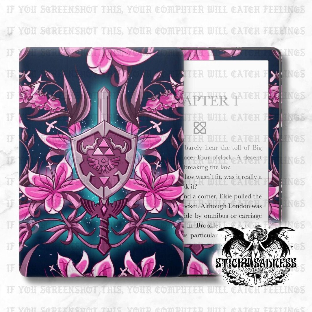 Dark Sword & Shield Cute Ereader Decal Insert Skin, Cute Vinyl Wrap for ...