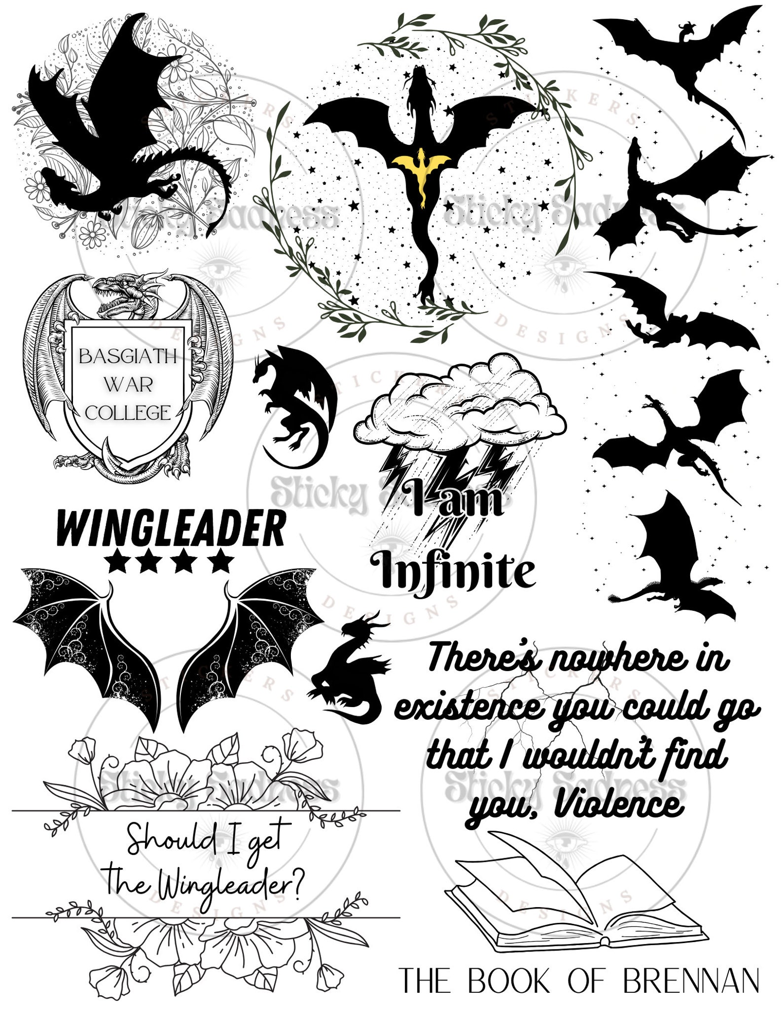 PDF ONLY, Fourth Wing Temporary Tattoos, Rebecca Yarros, Fourth Wing ...