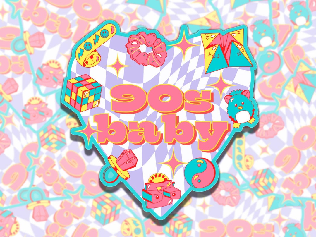 90s Baby Retro 90s Aesthetic Heart Waterproof Vinyl Sticker, Gift for ...
