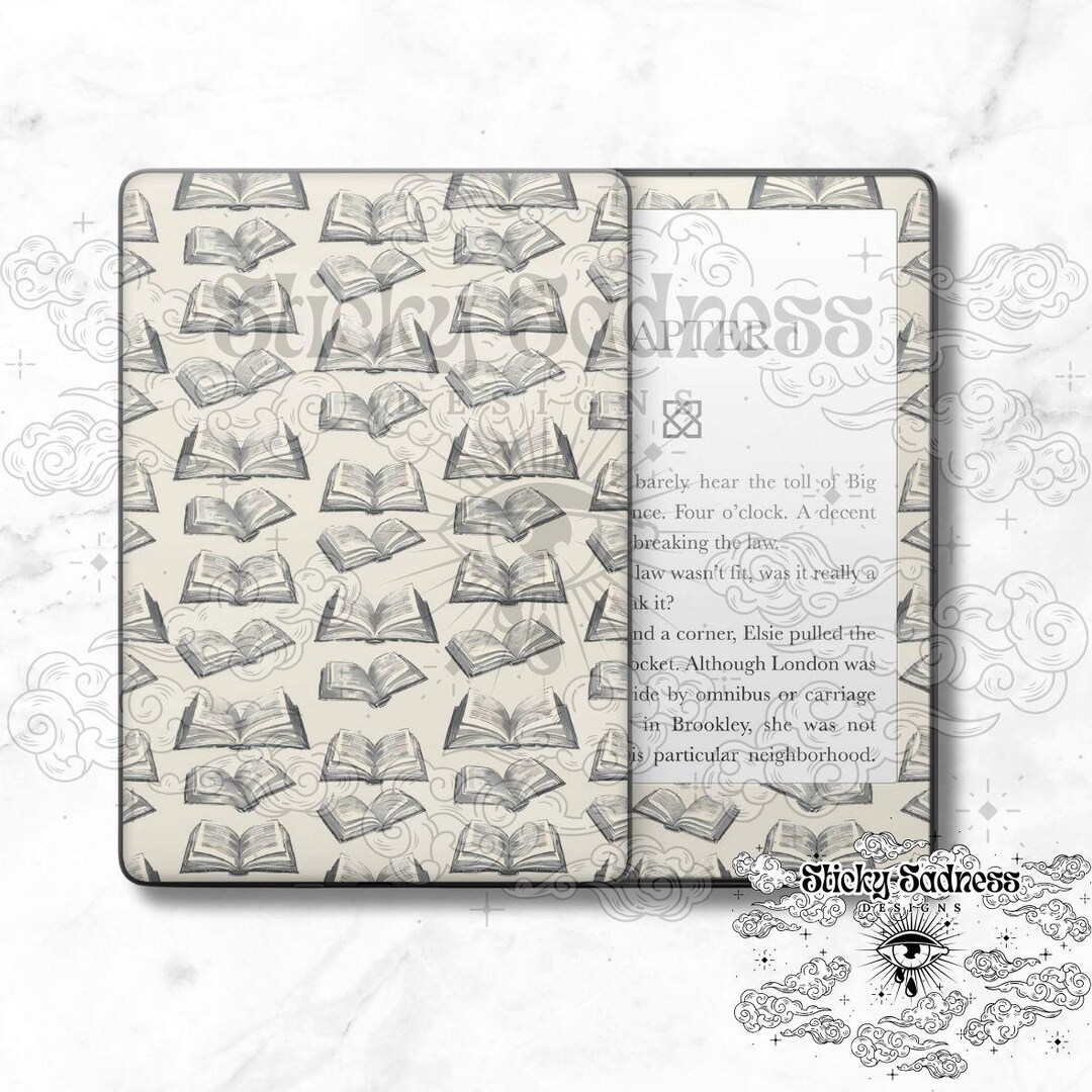 An Open Book Neutral Bookish Decal Insert Skin, Cute Vinyl Wrap for ...