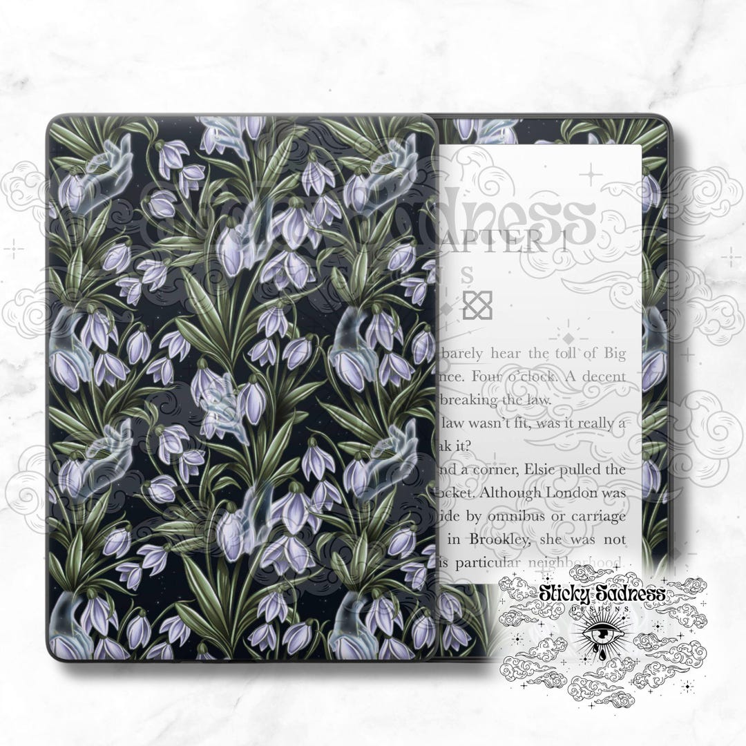 Ghost Floral Bookish Colorful Decal Insert Skin, Cute Vinyl Wrap for ...