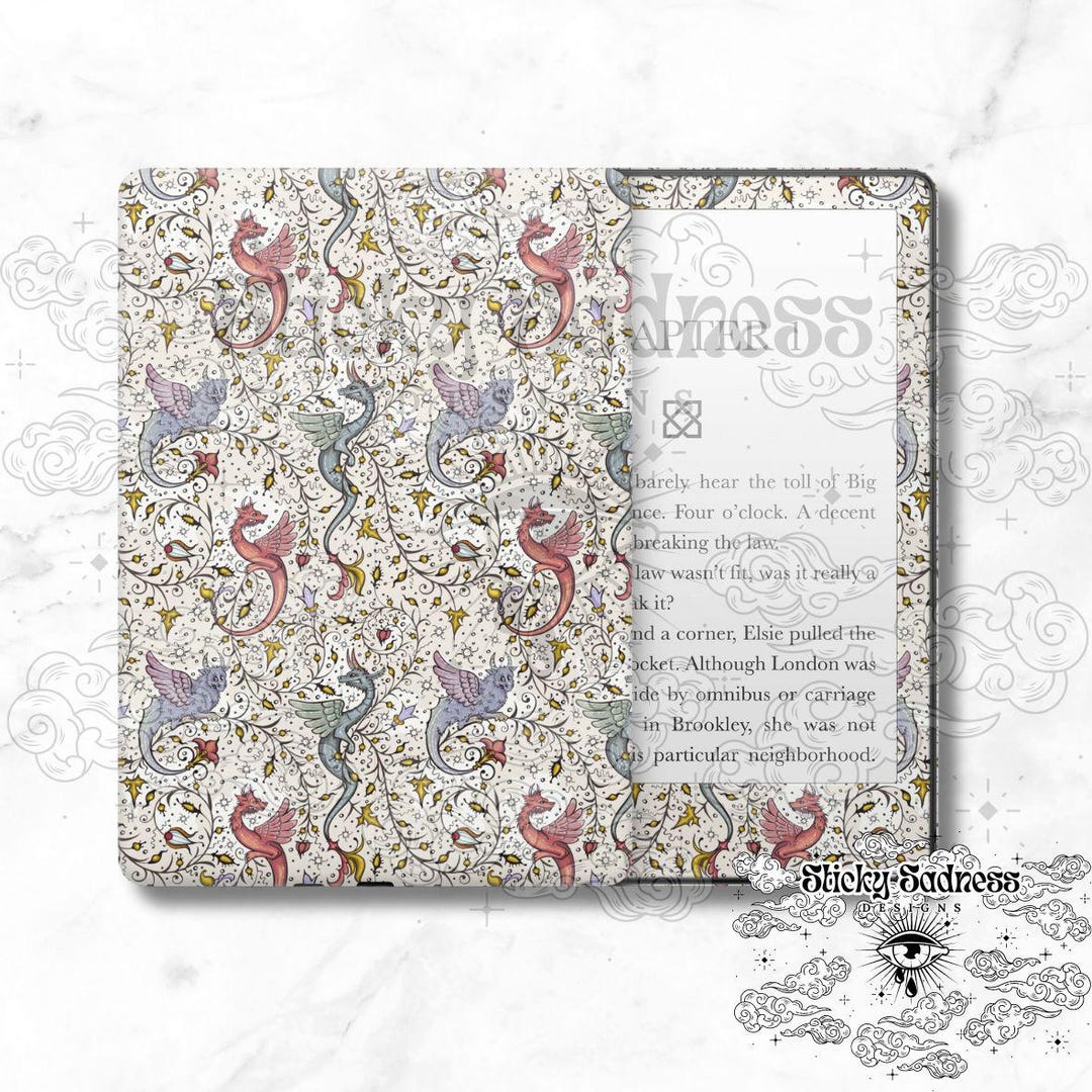 Dragon Wyvern Decal Sticker Skin, Cute Fantasy Vinyl Wrap for Kindle ...
