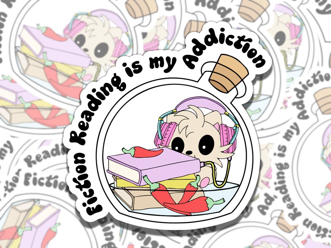 Fiction Addiction Cute Frog Sticker, Reading Vinyl Sticker, Booktok ...