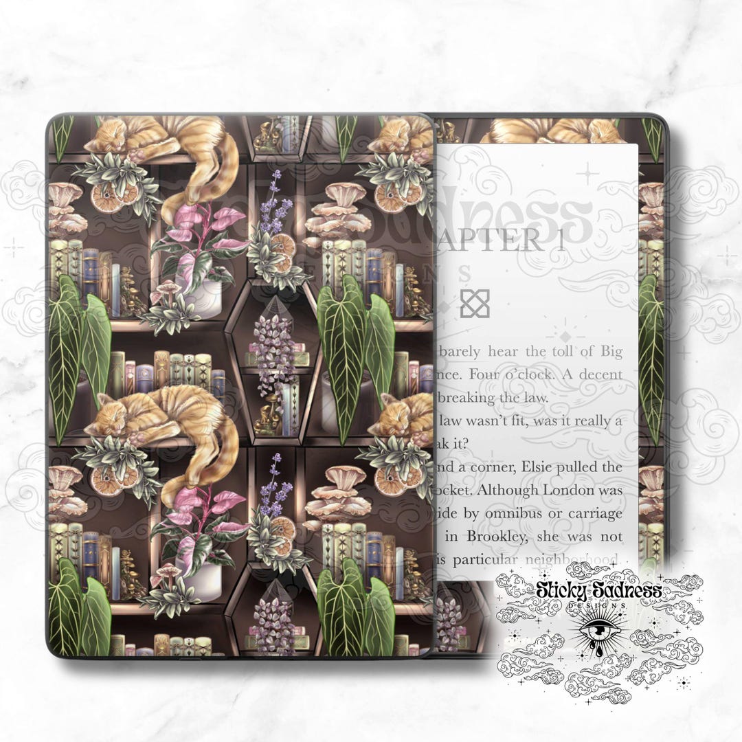 Bookish Cottagecore Shelves Decal Insert Skin, Cute Vinyl Wrap for ...