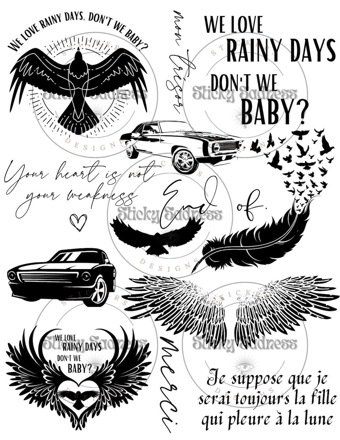 Ravenhood Temporary Tattoos, Kate Stewart, Gift for Book Lover, Bookish ...