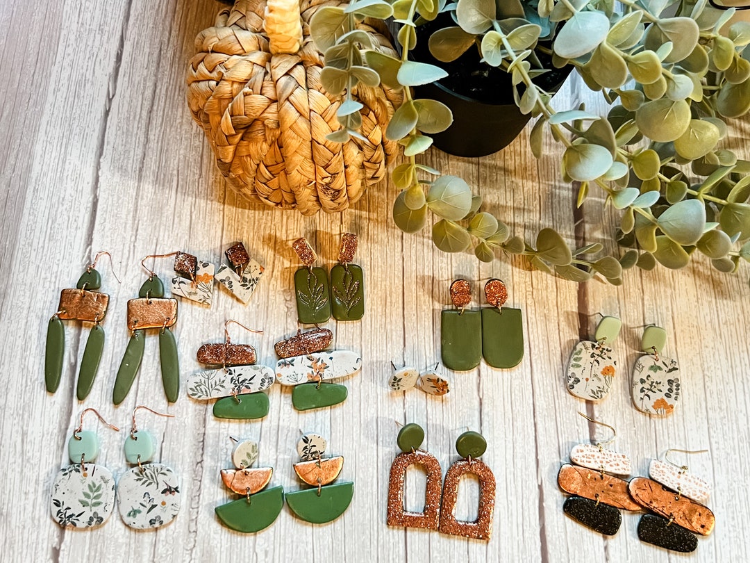 Olive Rose Floral Collection Trendy Polymer Clay Earrings - Etsy