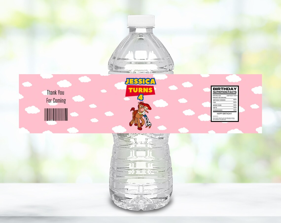Pink Toy Story Water Bottle Labels: Personalized Jessie Birthday - Etsy