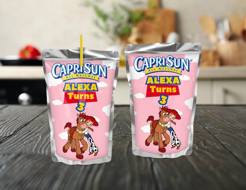 Pink Toy Story Birthday Caprisun Labels, Personalized Jessie Party ...