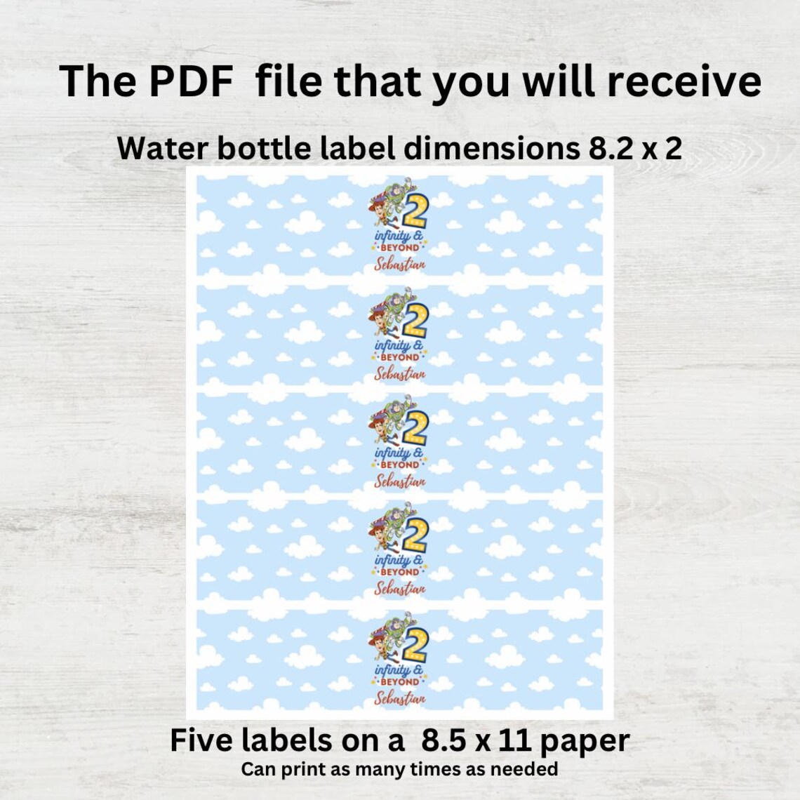 Two Infinity and Beyond Water Bottle Labels: Personalized Birthday ...