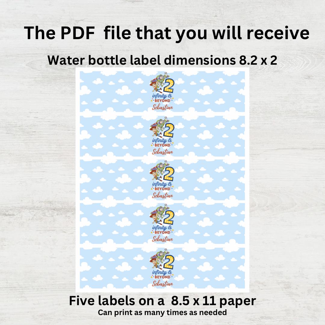 Two Infinity and Beyond Water Bottle Labels: Personalized Birthday ...