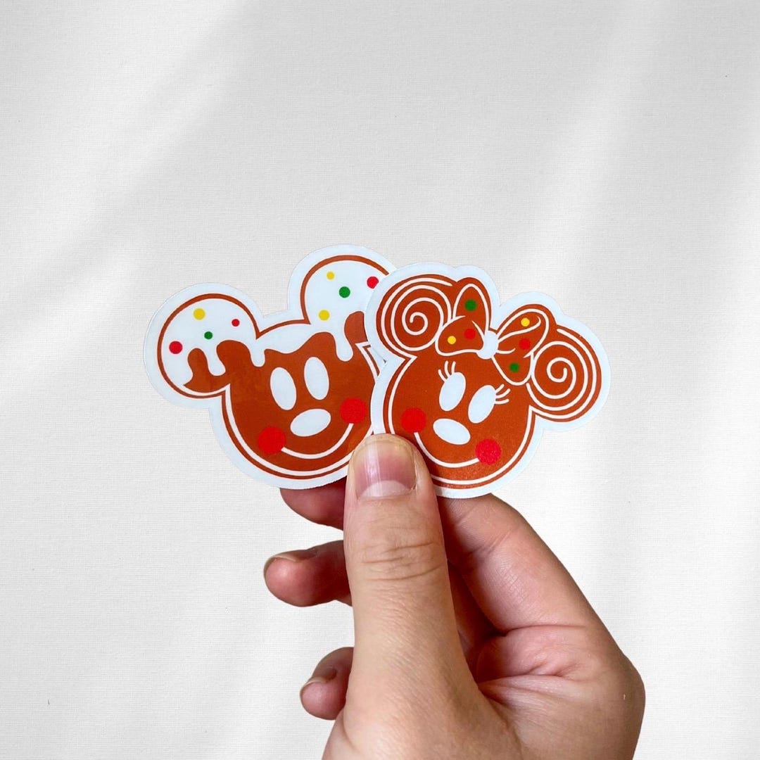 Minnie and Mickey Gingerbread Stickers, Minnie Mouse Vinyl Sticker for ...