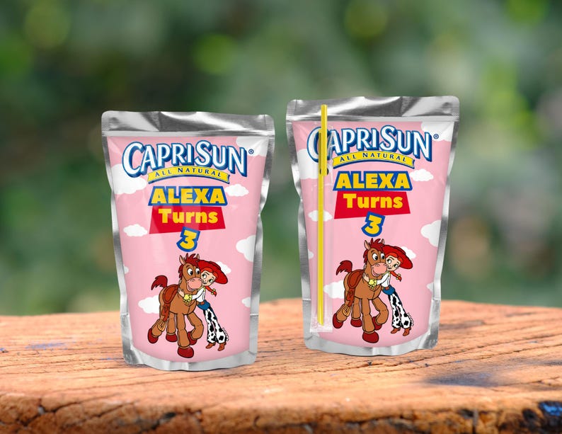 Pink Toy Story Birthday Caprisun Labels, Personalized Jessie Party ...