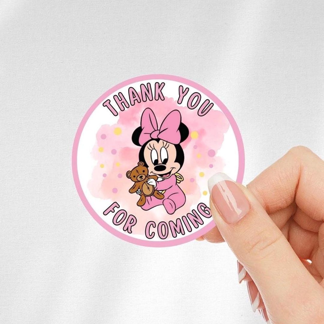 Baby Minnie Thank You Stickers: Girl Baby Shower Favor Tags , First ...