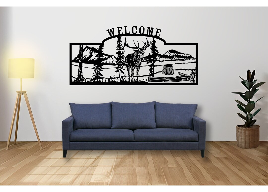 Welcome Sign Elk DXF and PNG Download Art Plasma Cutter Template - Etsy
