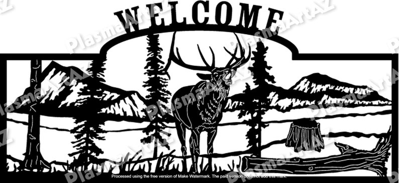 Welcome Sign Elk DXF and PNG Download Art Plasma Cutter Template - Etsy