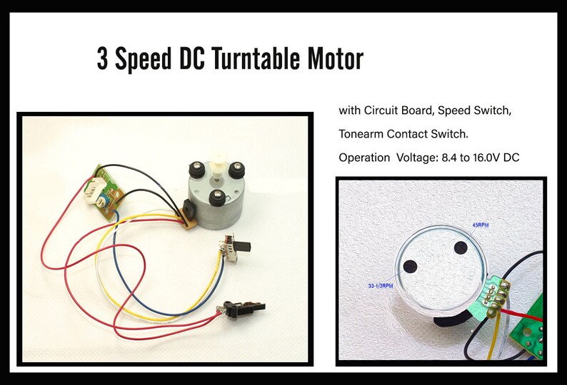 DC Turntable / Record Player Motor With Wires and Switches Analog Audio ...