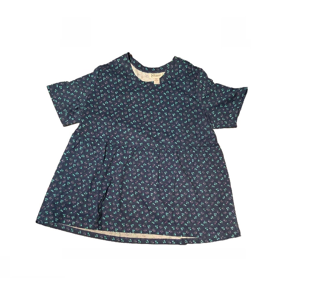Easy Essentials Women Shirt Plus Size 2X Blue Cotton Blend Floral ...