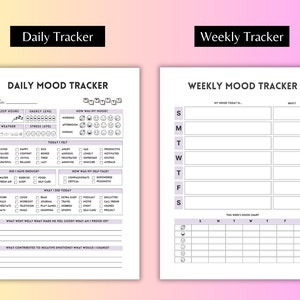 Mood Tracker Printable Journal Bundle, Digital Mood Journal PDF Kit ...
