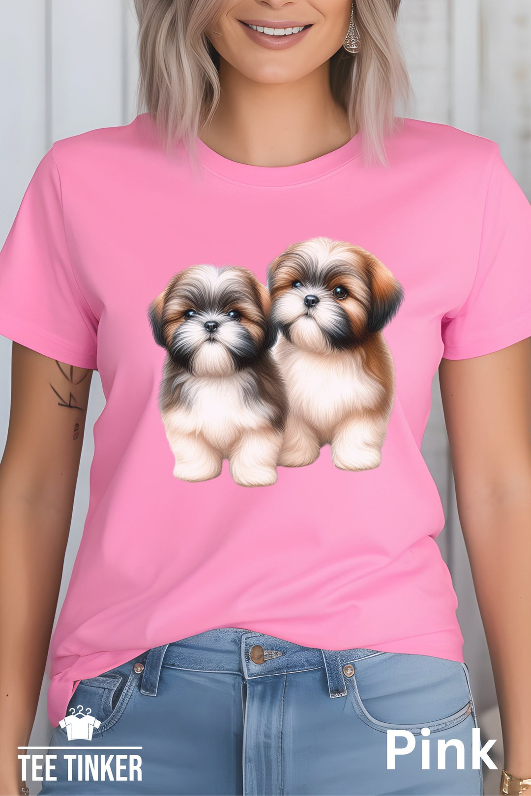 Two Cute Shih Tzu T-shirt, V-neck, Sweatshirt or Racerback Tank Top ...