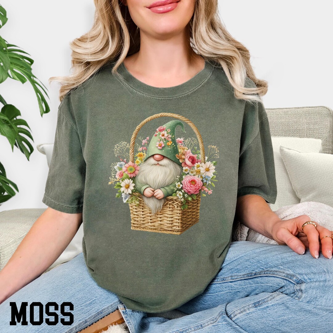 Gnome Flowers Vintage Trendy Shirt, Comfort Colors Shirt, Cottagecore ...