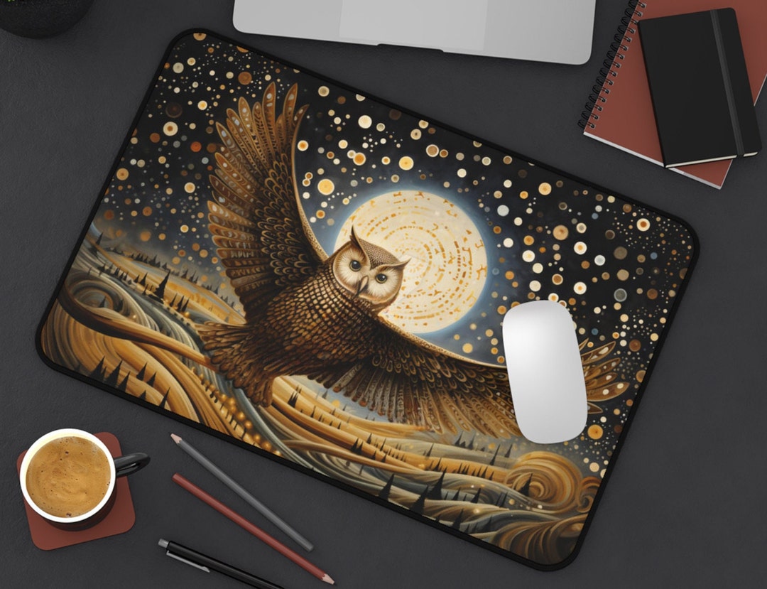 Desk Mat, Owl Game Accessory, Game Table Decoration, Owl Keyboard Mat ...