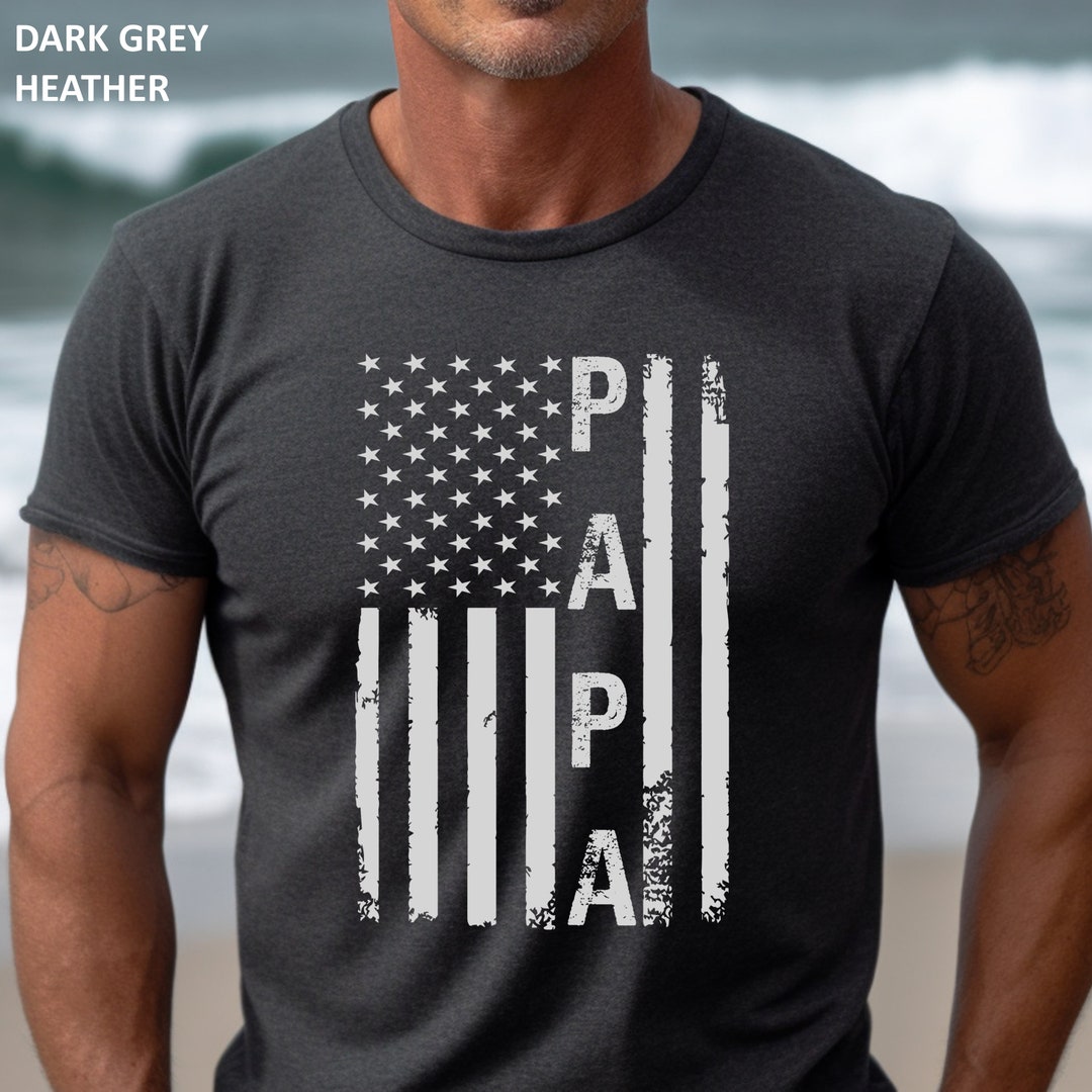 PAPA Flag Shirt, Papa Gift Tee, American Flag Papa T-shirt, Papa USA ...