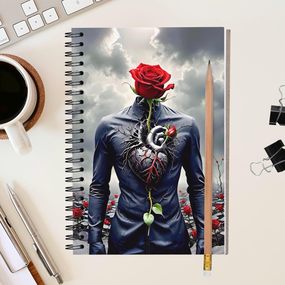 Spiral Notebook Dark Love and Loss Journal, Gothic Stationery, Surreal ...