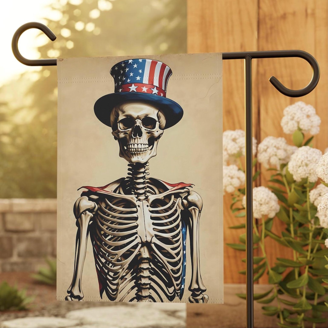 Patriotic Skeleton Garden Flag: Spooky Americana Decor - Etsy