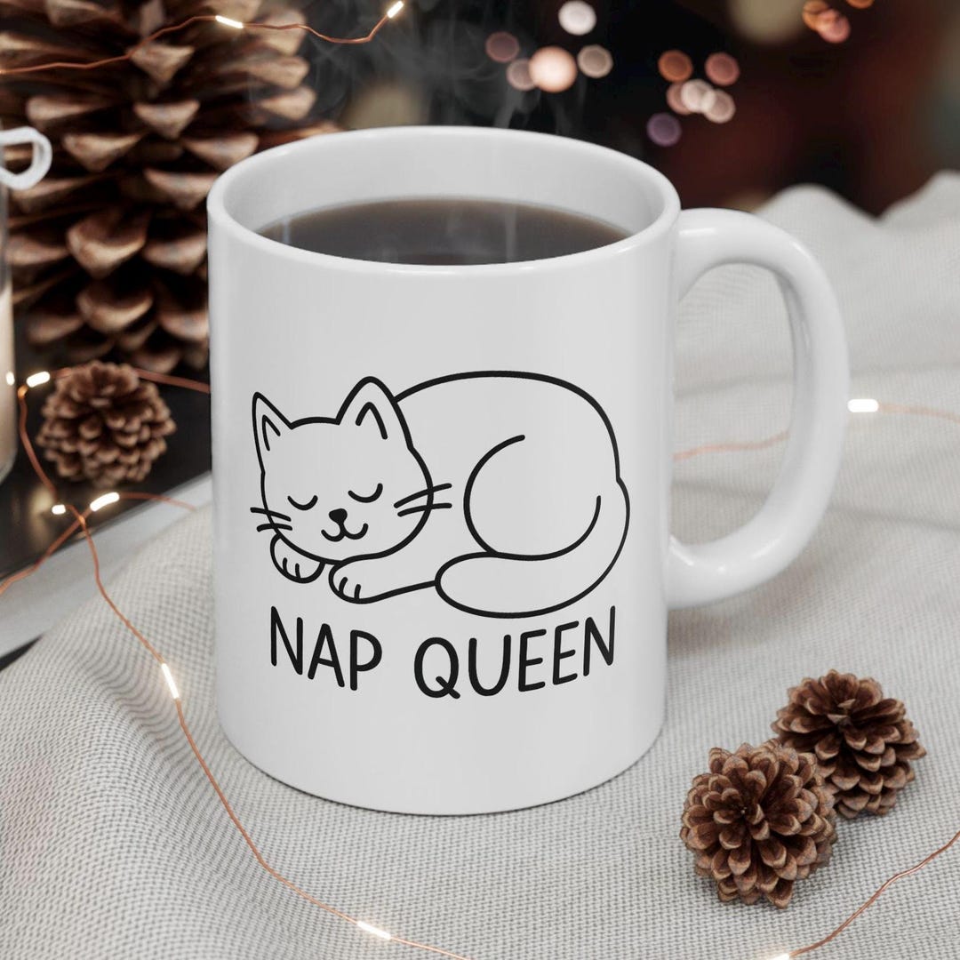 Sleepy Cat Mug: Minimalist Line Art, Nap Queen Coffee Cup - Etsy