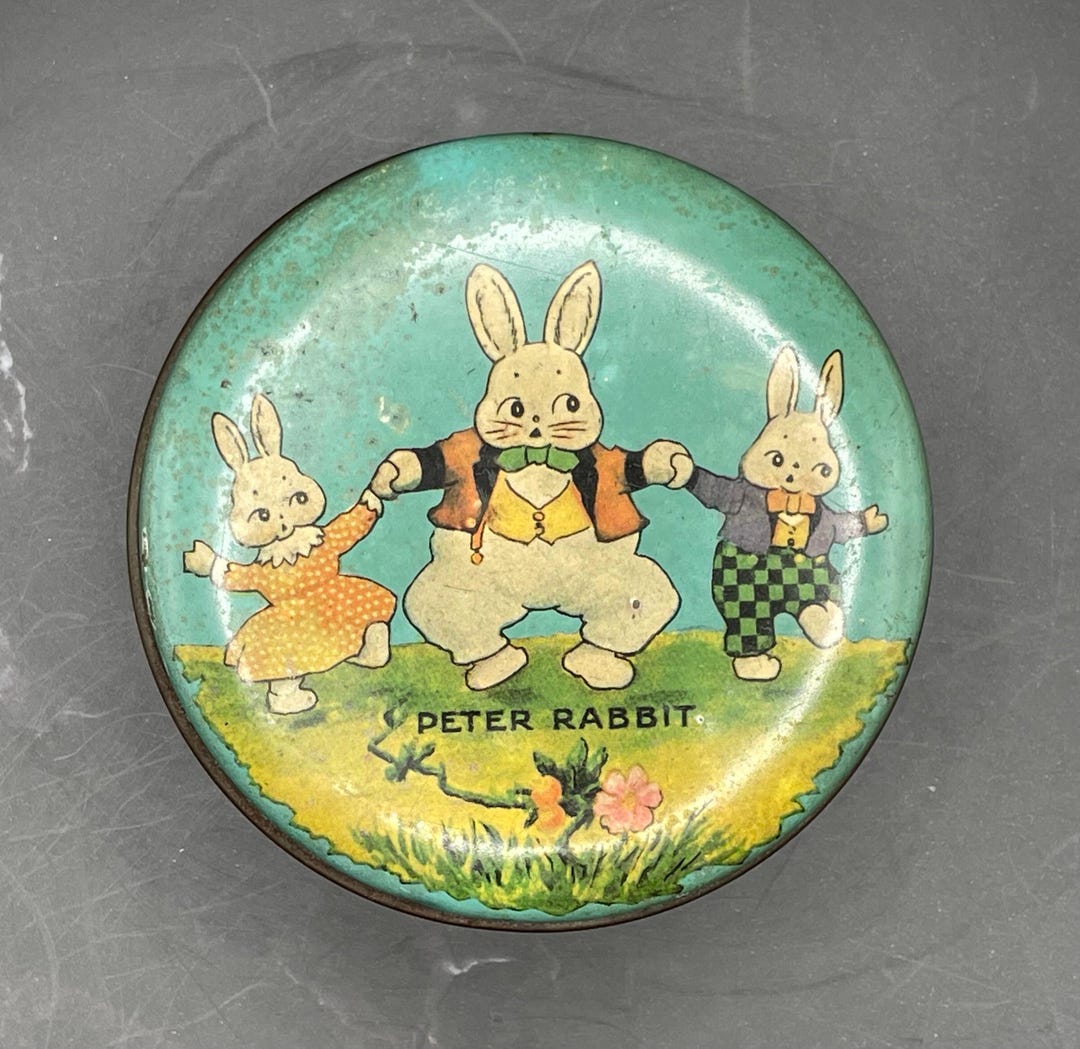 Vintage 1930's Tindeco Peter Rabbit Tin Beatrix Potter Collectable ...