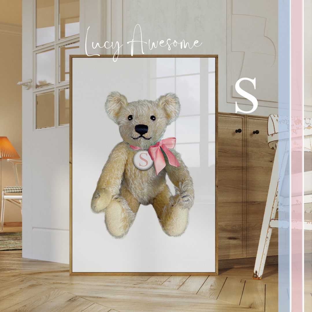 Girls Room Teddy Bear Wall Art Letter S 20x30in Nursery - Etsy