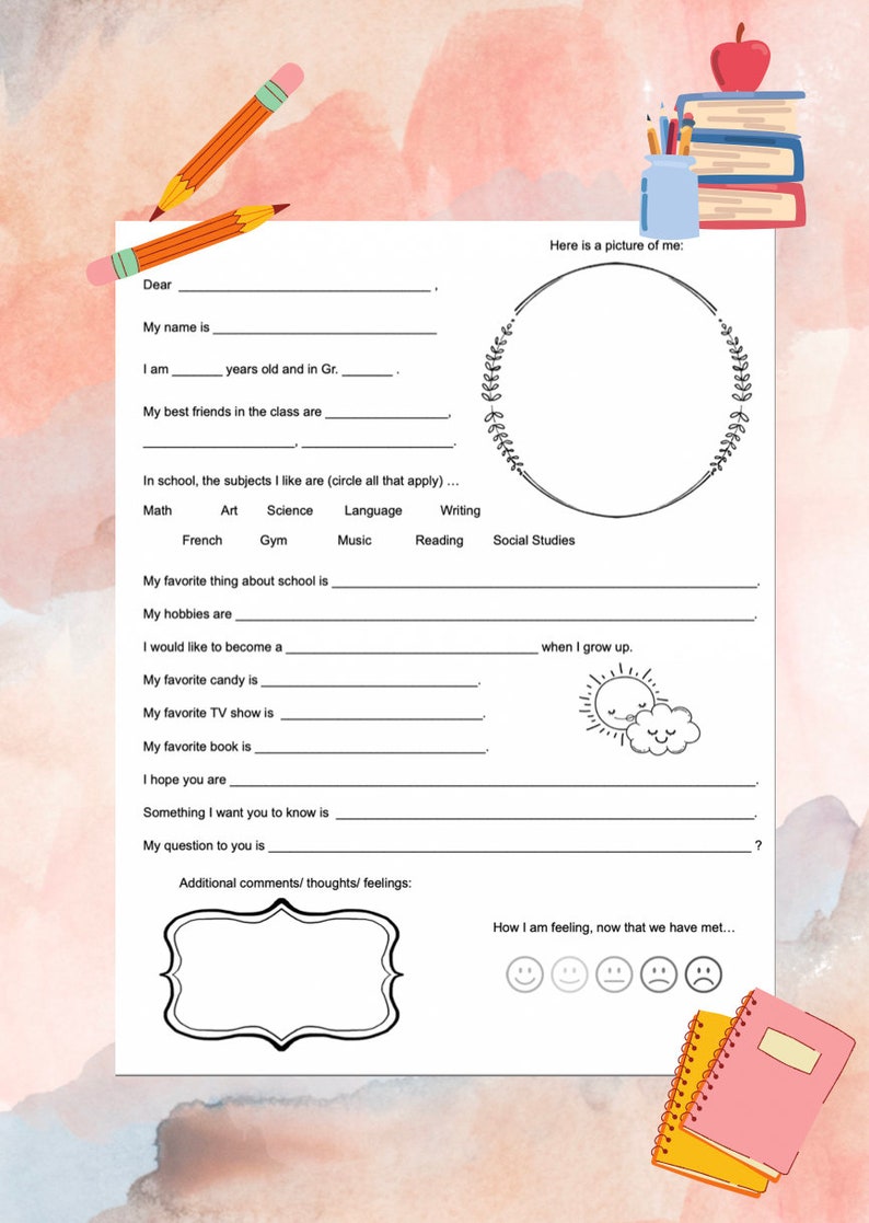 Letter to My Teacher Printable Worksheet - Etsy