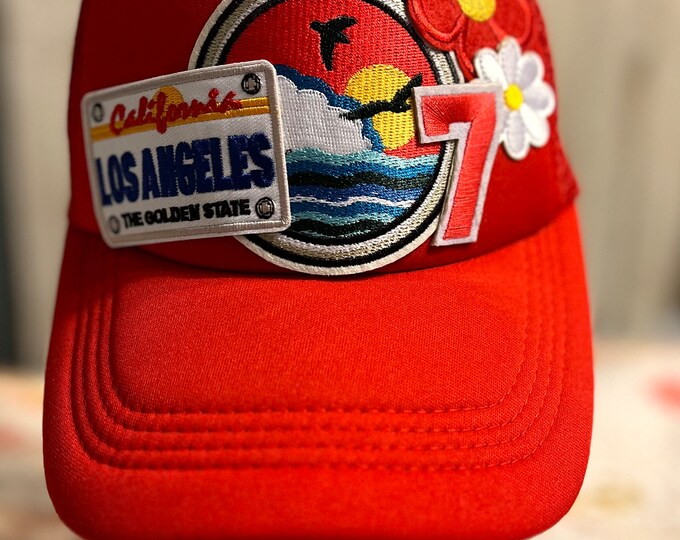 Boho Womens Snapback Patch Trucker Cap Hat LA California Beach Red - Etsy