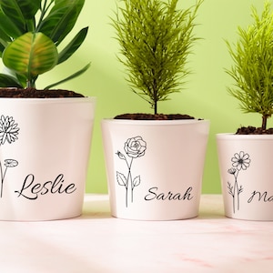 Personalized Birth Flower Plant Pot, Custom Plant Pot, Birth Flower ...