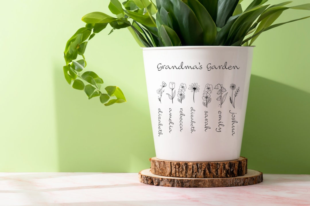 Personalized Grandma's Garden Flower Pot, Custom Plant Pot, Birth ...