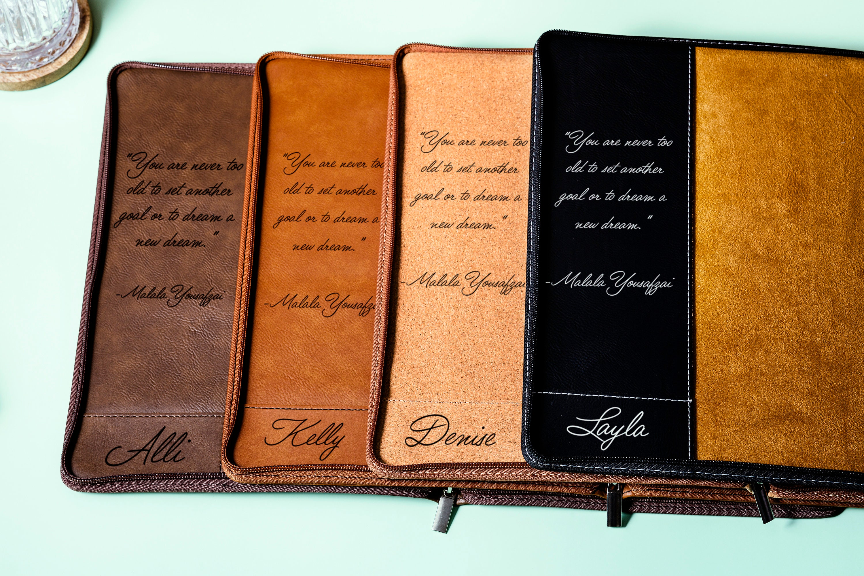 Personalized Leather Zipper Portfolio, Chic Gift Ideas, Office Gift ...