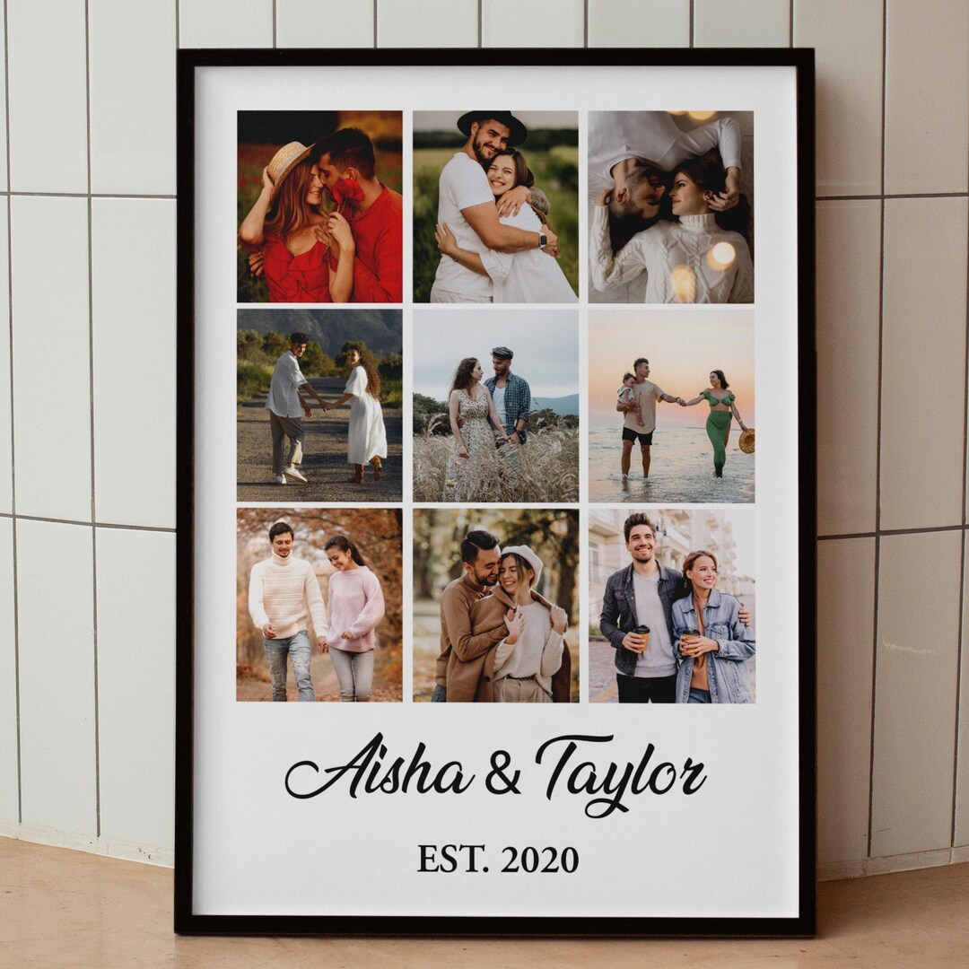 Customized Couple Photo Collage Print, Custom Family Collage Art ...