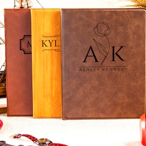 Personalized Monogram Portfolio, Elegant Monogram Engraved Padfolio ...