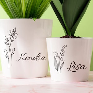 Personalized Birth Flower Plant Pot, Custom Plant Pot, Birth Flower ...