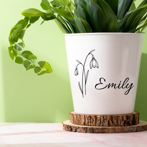 Personalized Birth Flower Plant Pot, Custom Plant Pot, Birth Flower ...